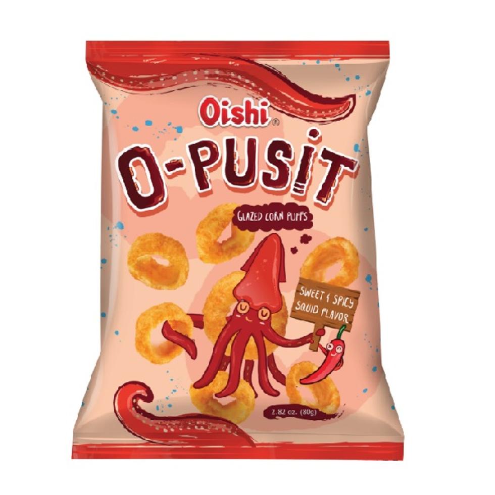 Oishi O-pusit Glazed Corn Puffs Sweet & Spicy Squid Flavor 80g | Shopee ...