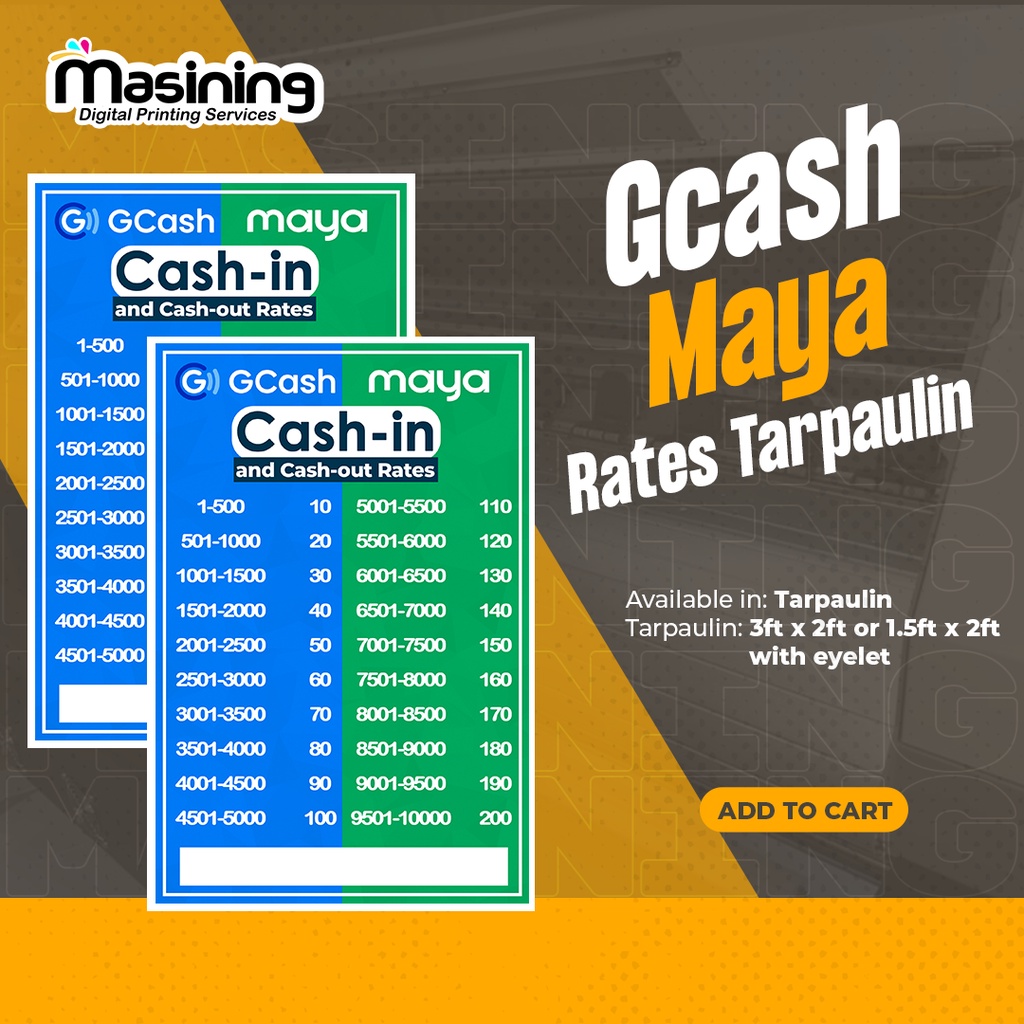 Gcash and Maya Rates Tarpaulin | Shopee Philippines