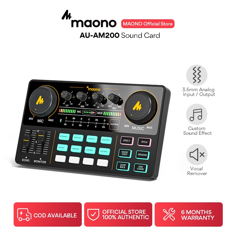 Maono AU-AM200 Professional Sound Card Audio Interface Mixer with ...