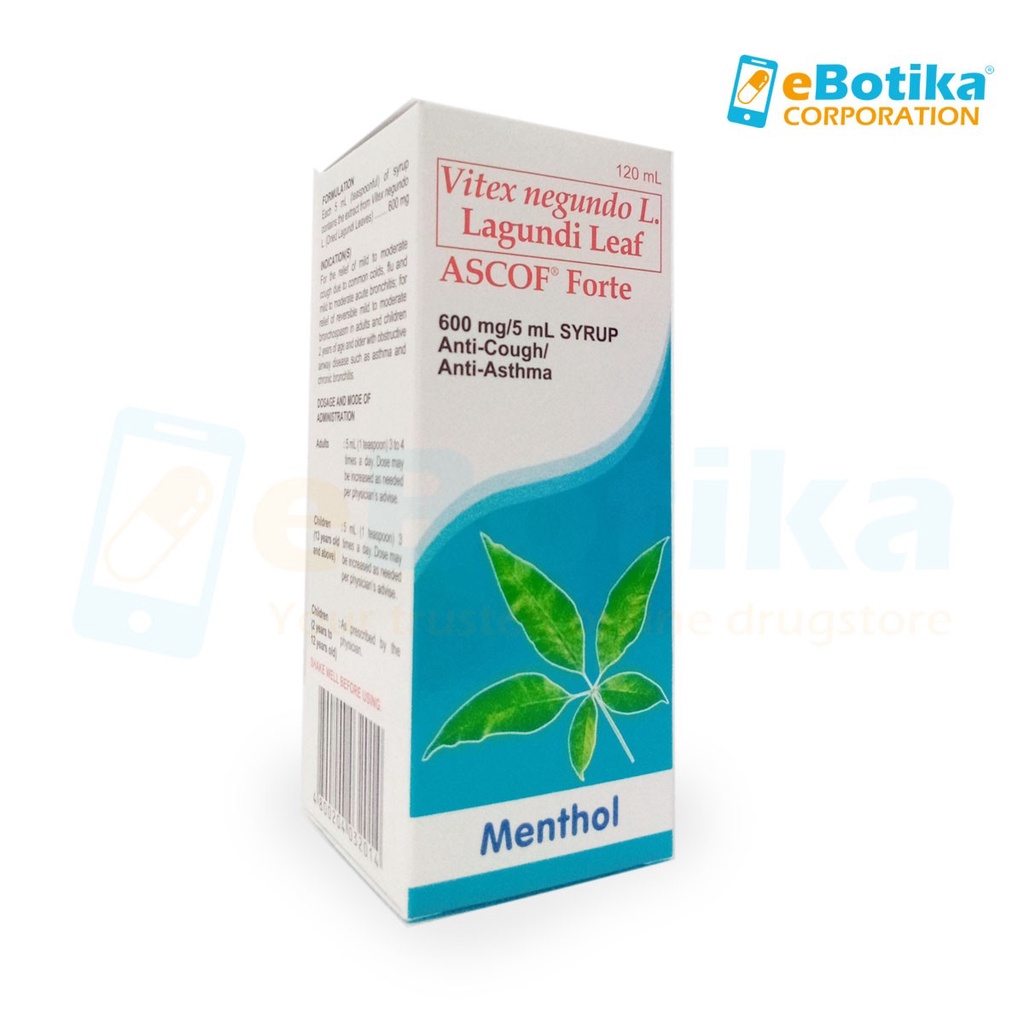 Ascof Forte (Vitex Negundo L. Lagundi Leaf) Menthol Flavor 600mg/5ml ... Ascof Forte (Vitex Negundo L. Lagundi Leaf) Menthol Flavor 600mg/5ml ...