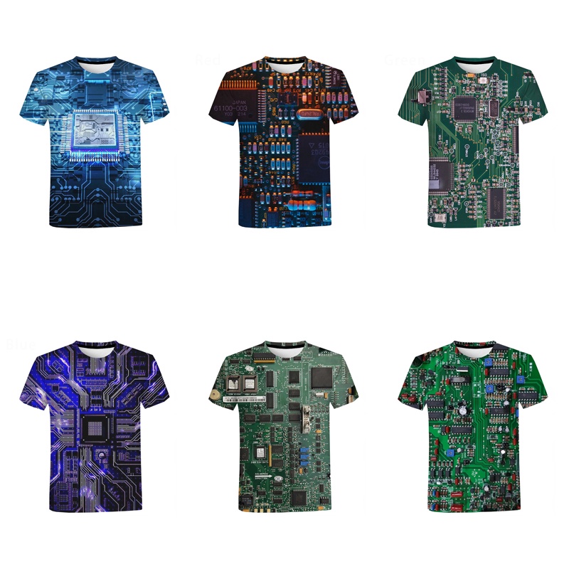 Circuit Board 3D Printed T Shirt Men Women Summer Casual Electronic ...