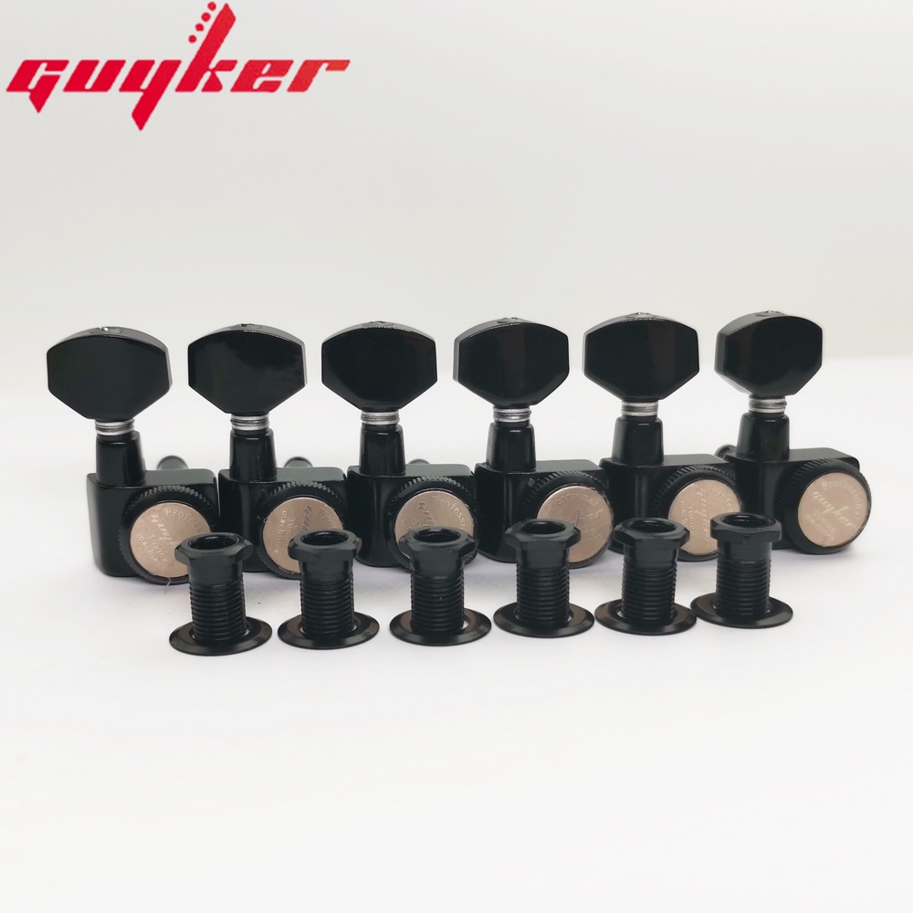 1 Set GUYKER 6 In-line Machine Heads No Screws Locking Tuning Key Pegs ...