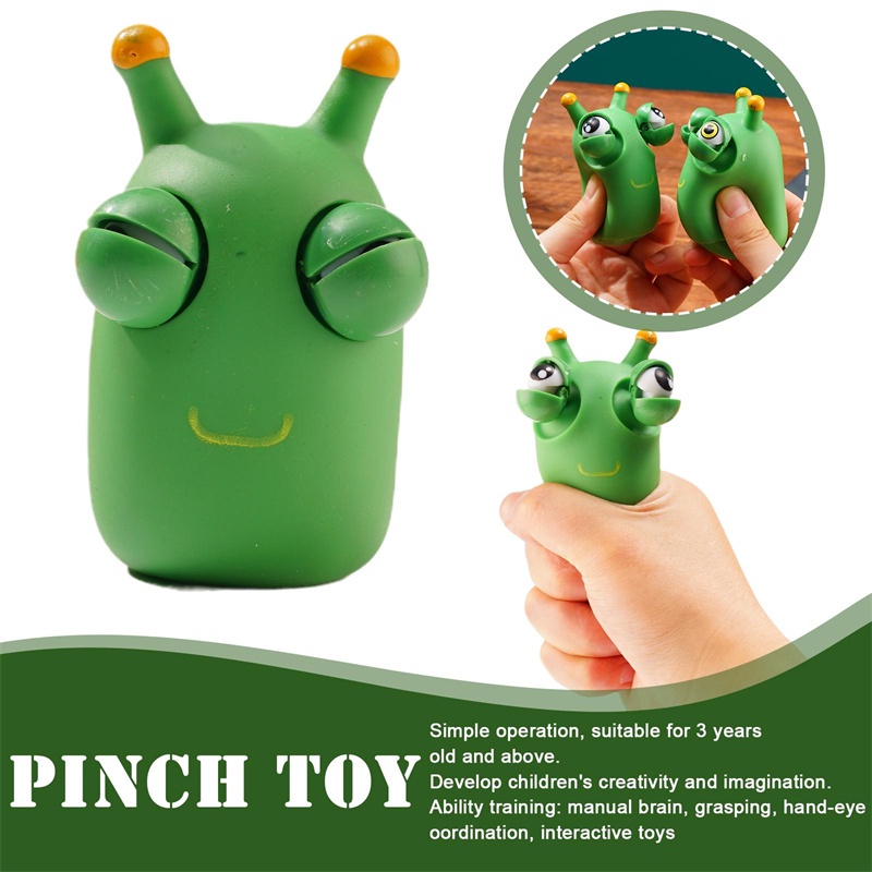 Squishy Eye Popping Flippy Squeeze Toys Green Worm Stress Reliever ...