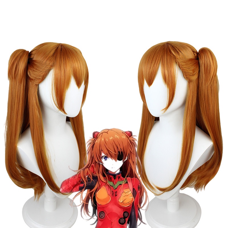eva Neon Genesis Evangelion Wig Asuka cos Cross-Border Orange Double ...