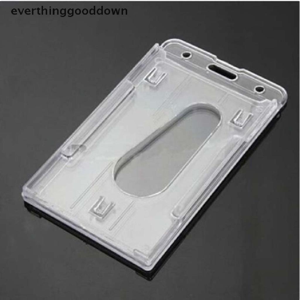 EVERTHING New Clear Vertical Hard Plastic Badge Holder Double Card ID ...