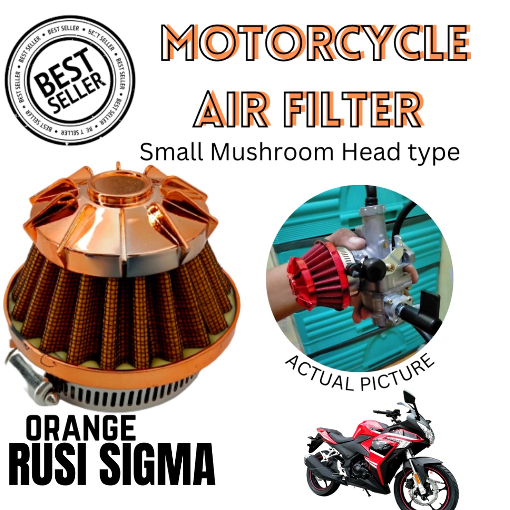 MOTORCYLE AIR FILTER FOR RUSI SIGMA | ORANGE | SMALL MUSHROOM HEAD TYPE ...