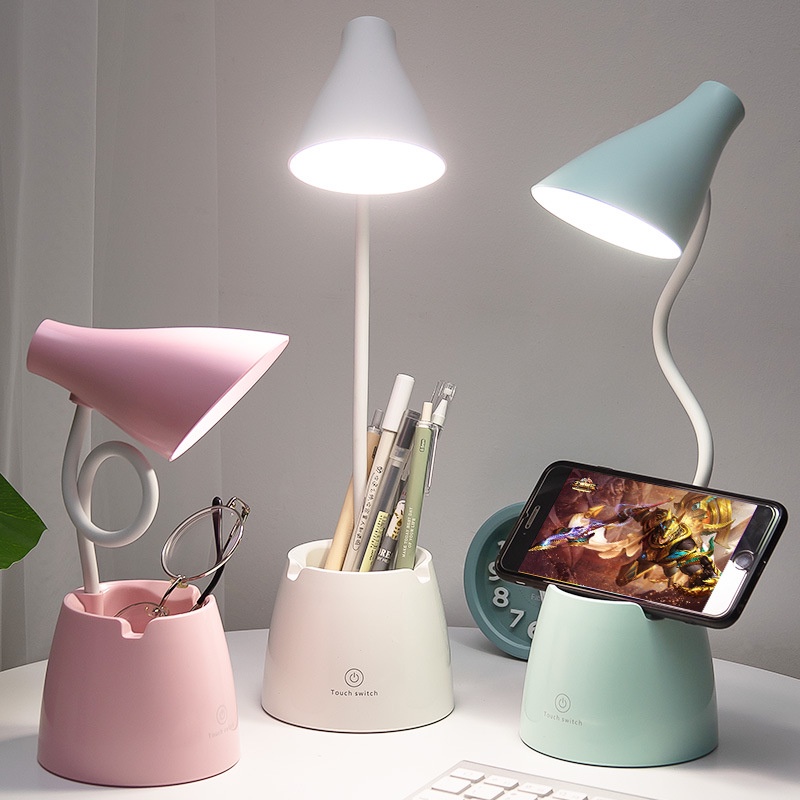 Multifunctional LED study lamp shade rechargeable 3 color Dimmable ...