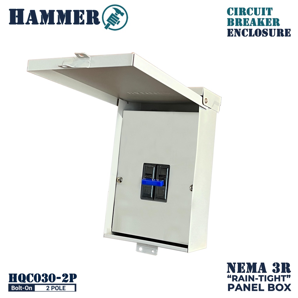 HAMMER NEMA 3R RAIN-TIGHT PANEL BOX Metal Enclosure for Bolt-on 2-Pole ...