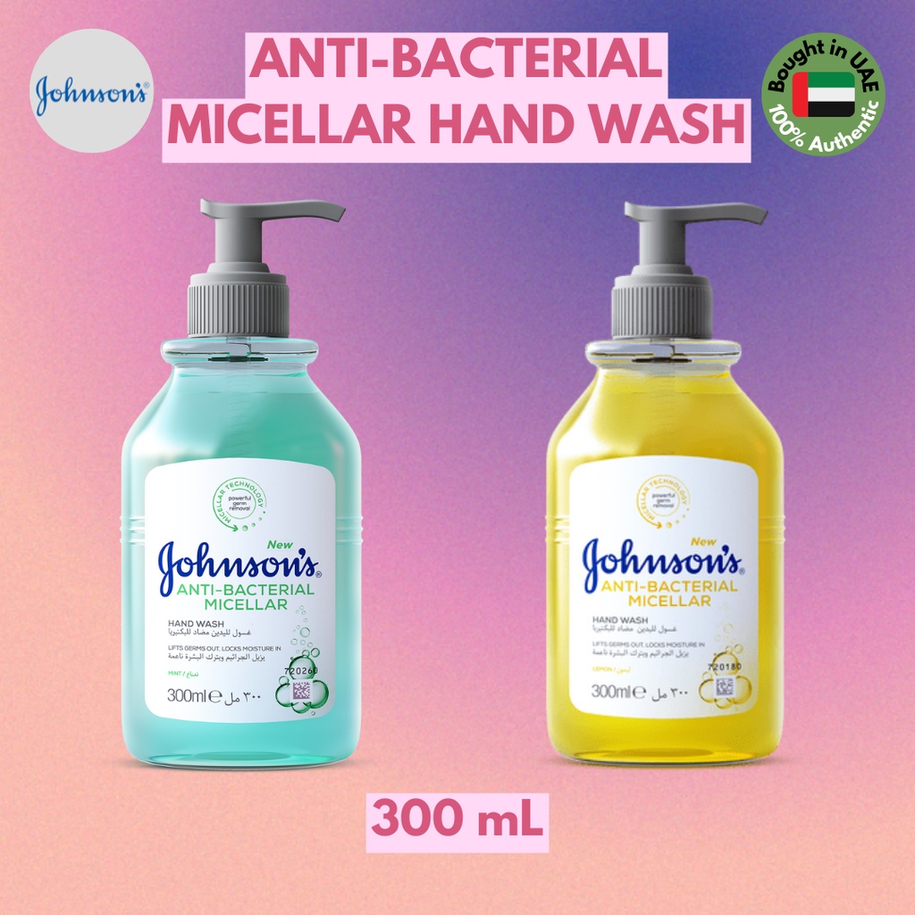 Johnson's Anti-bacterial Micellar Hand Wash Mint and Lemon 300 mL ...