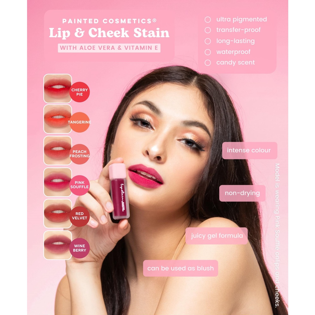 Lip & Cheek Stain by PAINTED COSMETICS Long-Lasting Transfer Proof with ...