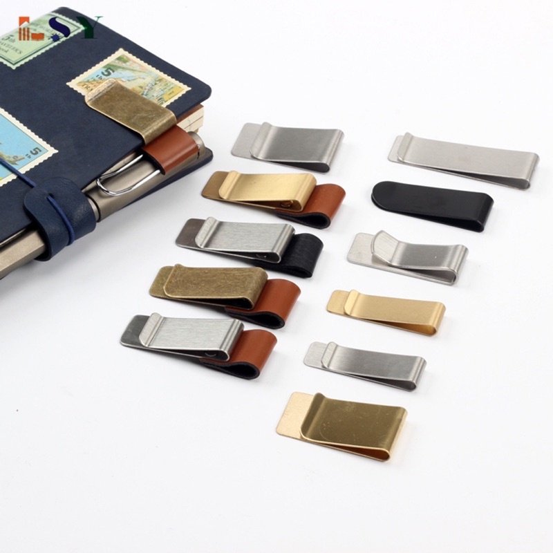 LSY Stainless Steel Clips Stationery Handmade Leather Notebook Holder ...