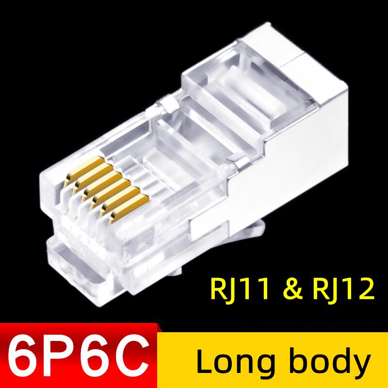 Bulk New genuine RJ12 extended 6-core shielded crystal head 6P6C ...