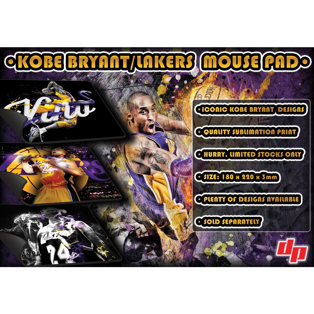 Kobe Bryant Mouse Pad, LA Lakers, NBA, Sublimation Print, High Quality ...