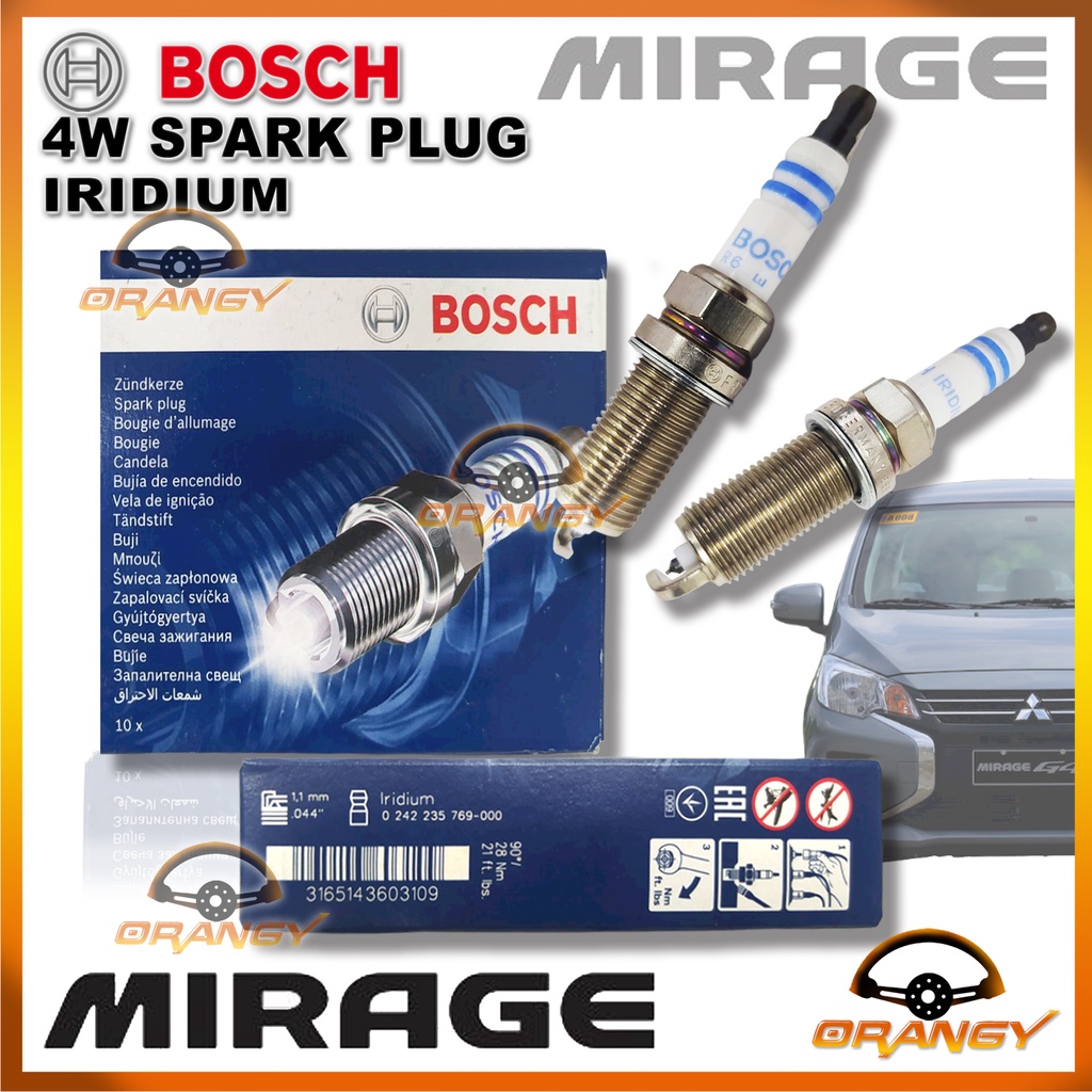 Bosch Spark plug 4W Double Iridium (FR7SI30) for Mirage 1.2 (2012-UP ...