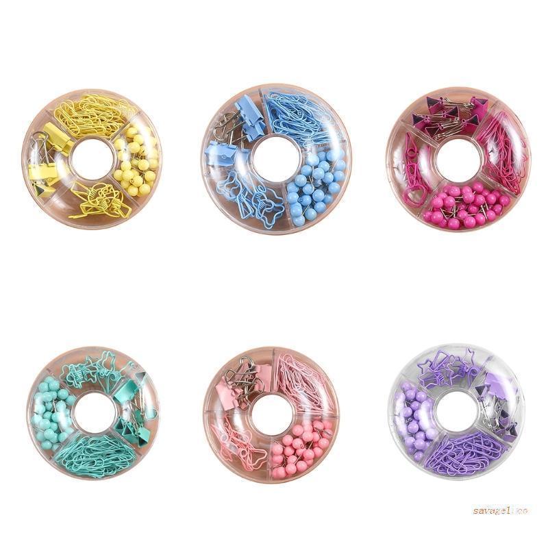 Top 100Pcs Binder Clips Paper Clips Map Tacks Decorative Push Pins ...