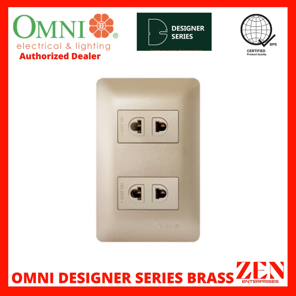 Omni Designer Series BRASS Universal Outlet Sets (1GANG, 2GANG, 3GANG ...
