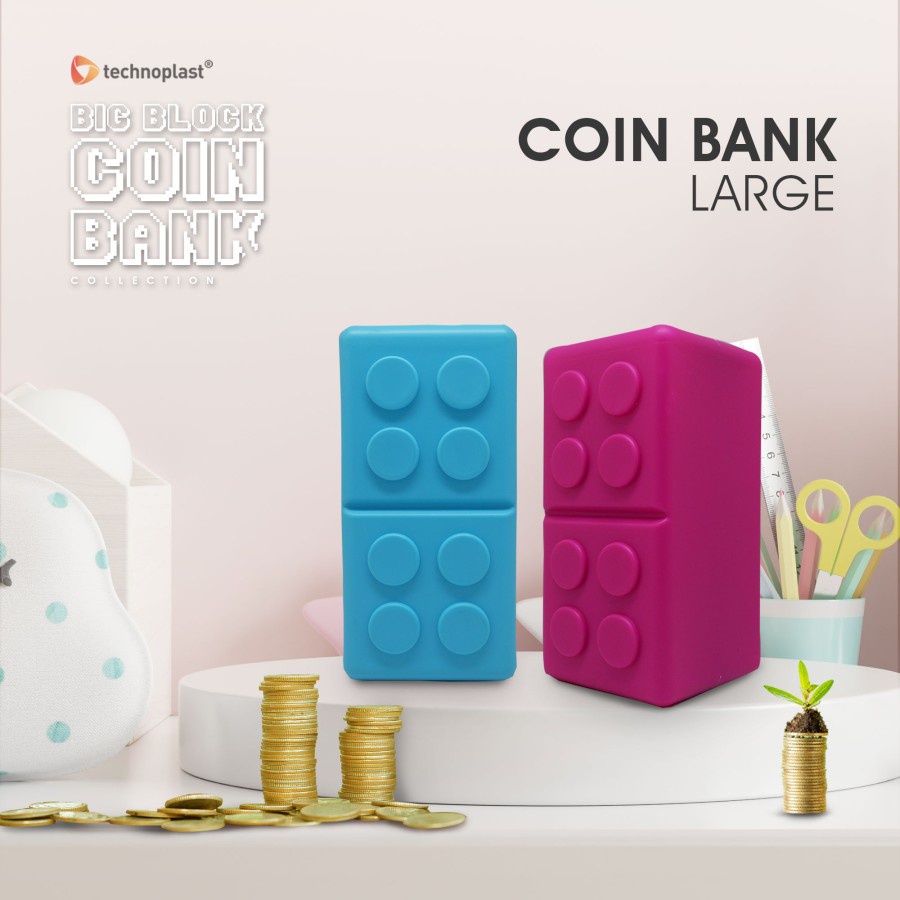 Big BLOCK Lego Coin Bank | 2 Sizes Plastic Block Piggy Banks | Shopee ...