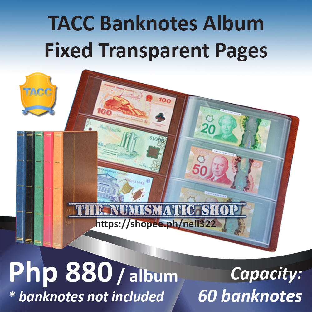 TACC Banknote Paper Money Collection Album with Fixed 3-slot Pages for ...