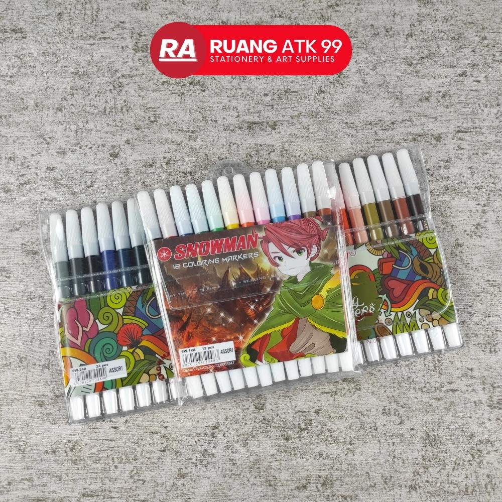 Snowman Coloring Marker 12/24 Color Set Snowman Color Marker | Shopee ...