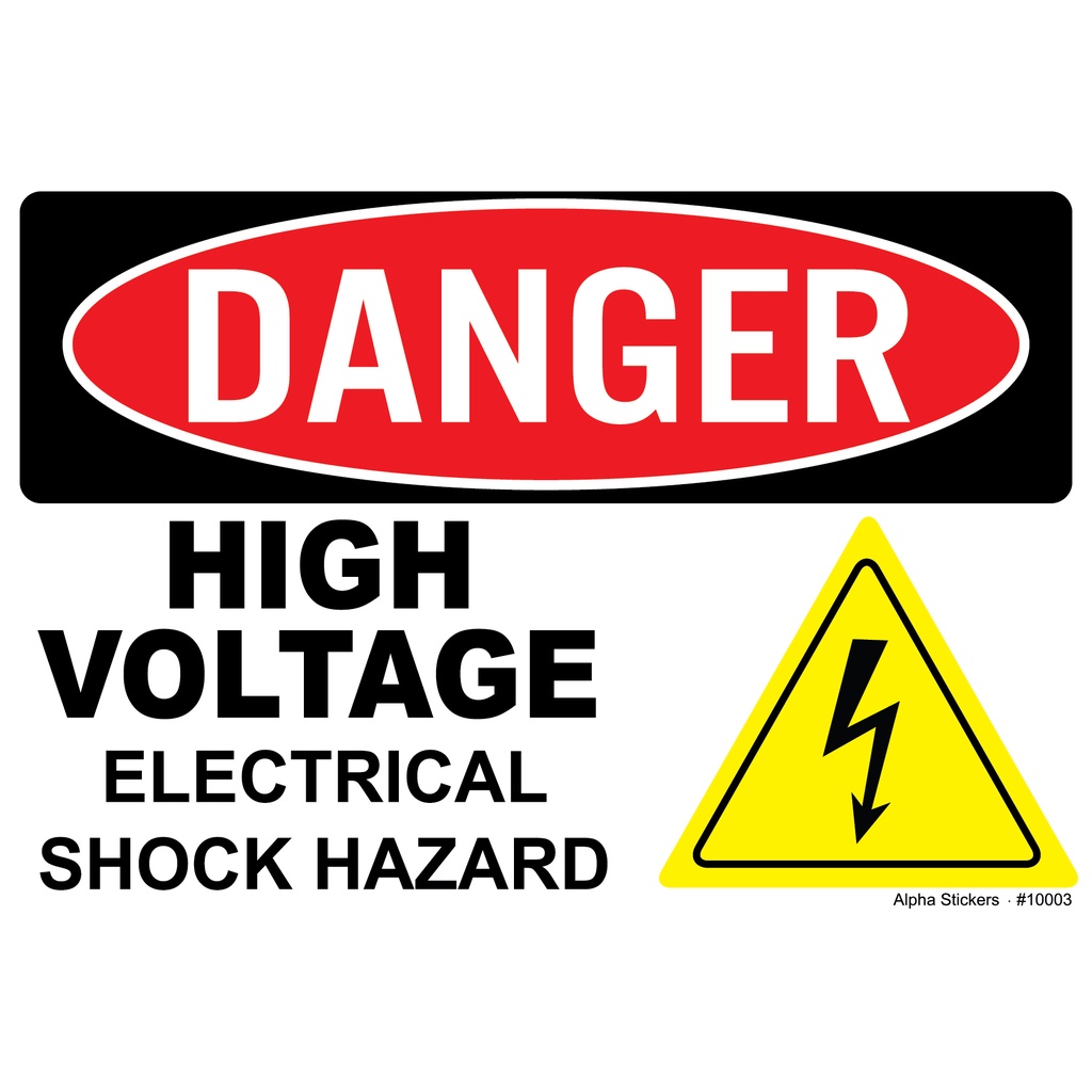 Danger High Voltage Electrical Shock Hazard Vinyl Sticker Sign with ...