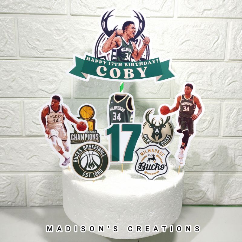 Gianni Basketball NBA Party Cake Topper/Banner, Backdrop Set ...