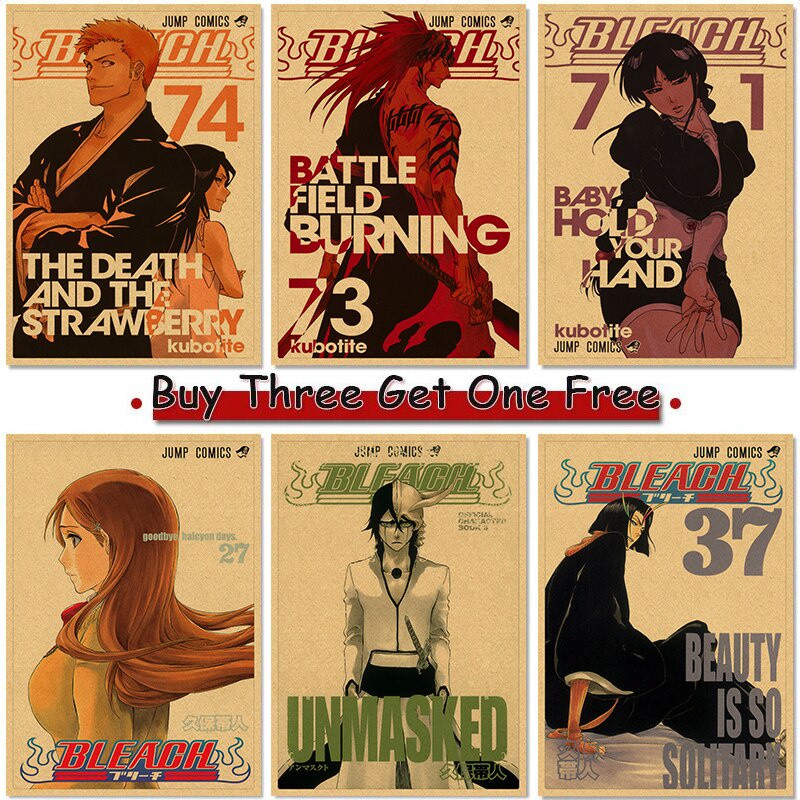 BLEACH Anime Poster, Kraft Paper Vintage Print 4K High Quality, Home ...