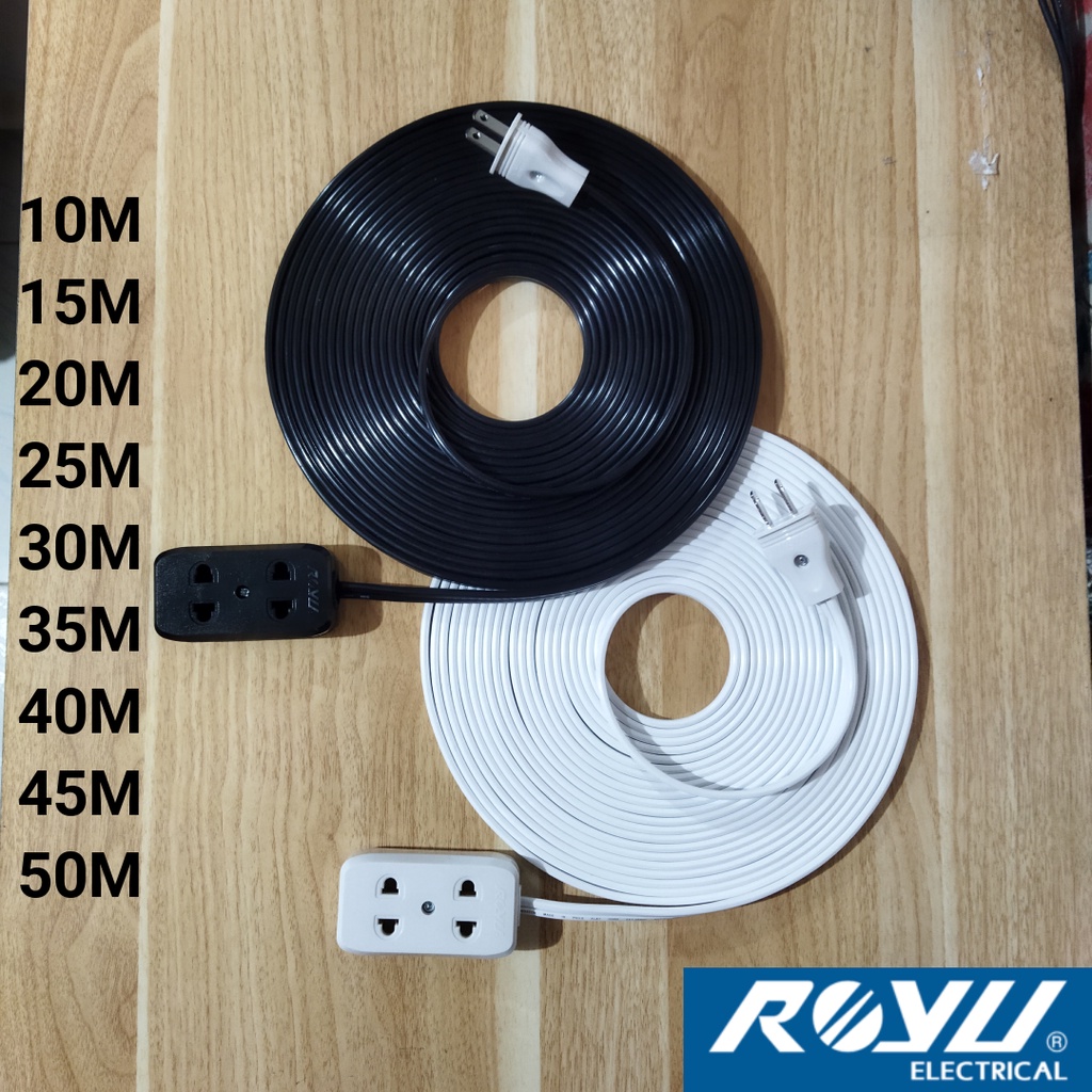 ROYU Extension Cord Wire Universal 2-Gang Outlet Heavy Duty 10 15 20 25 ...