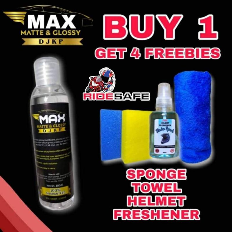 MAX MATTE AND GLOSSY COAT with free Microfiber towel, Helmet freshiner ...