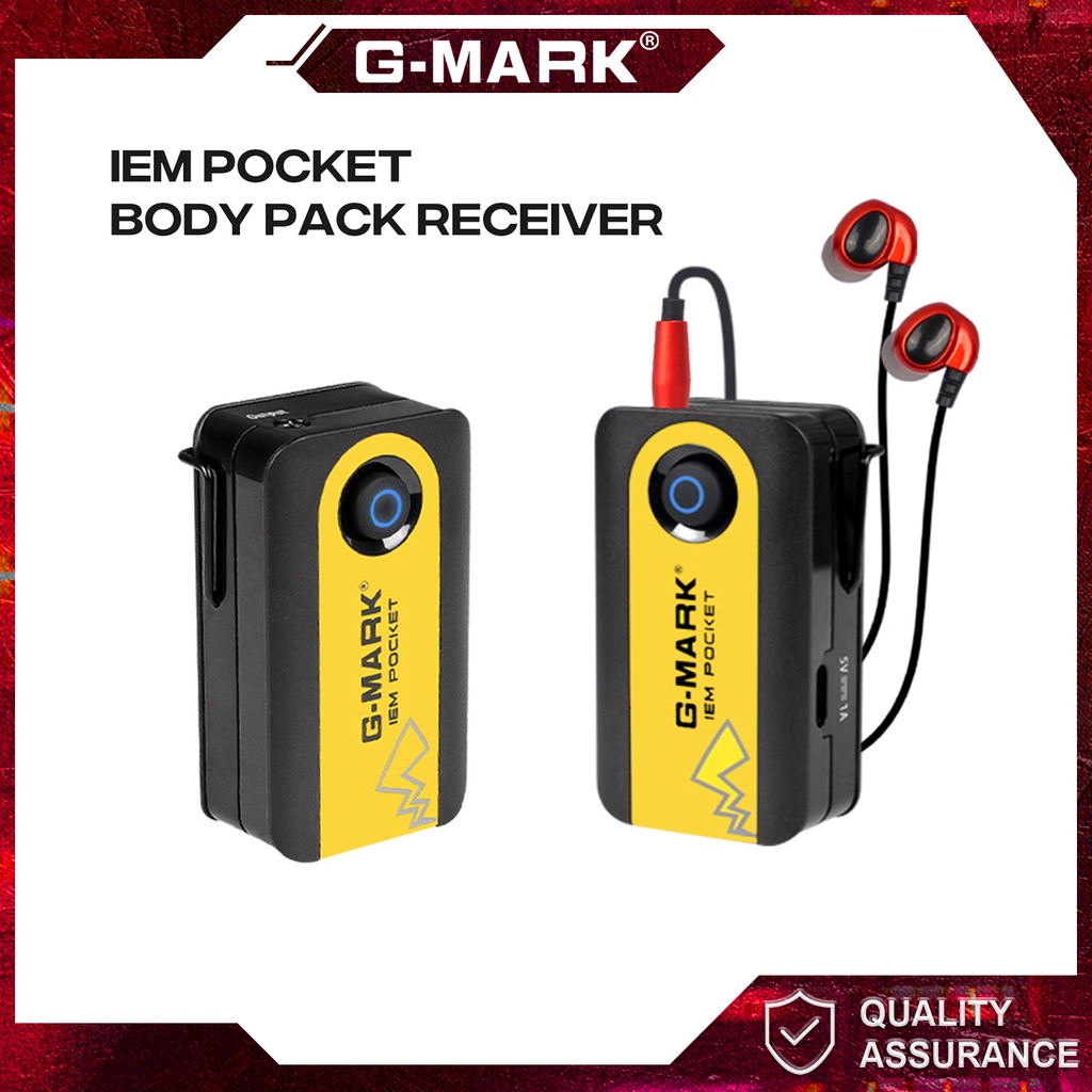 G-MARK IEM Pocket UHF Wireless In Ear Monitor System Stereo 2 Channel ...