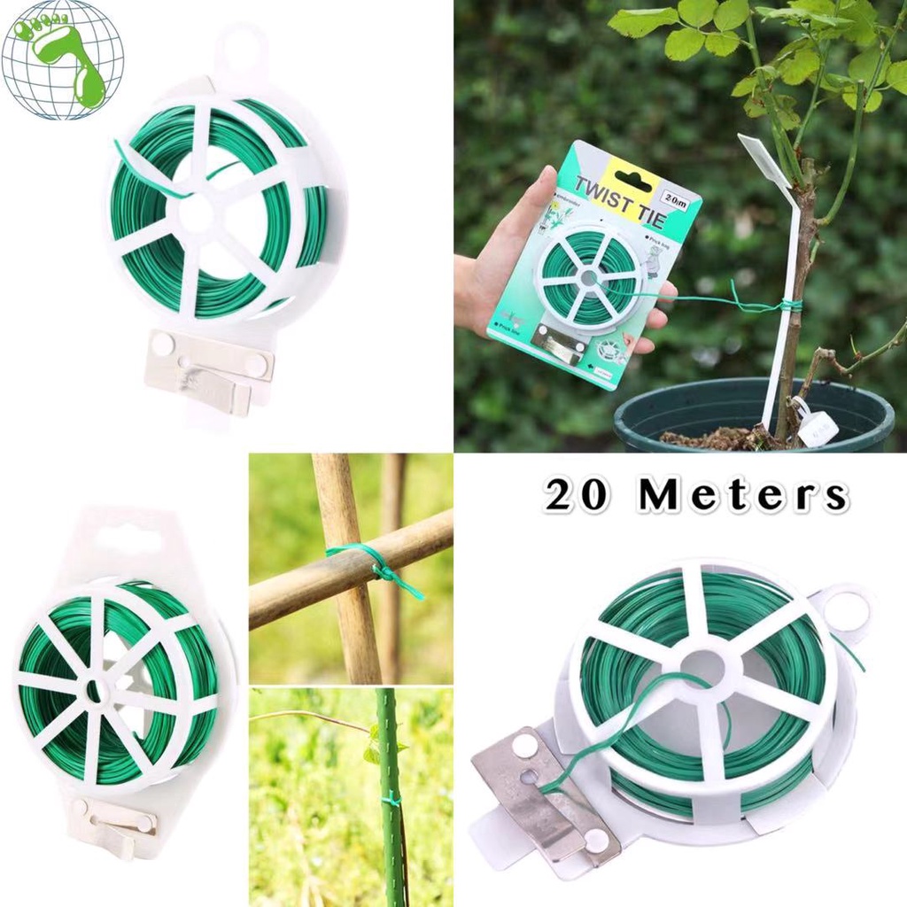 20M Roll Wire Twist Ties Garden Cable Tie Vegetable Gardening Climbers ...