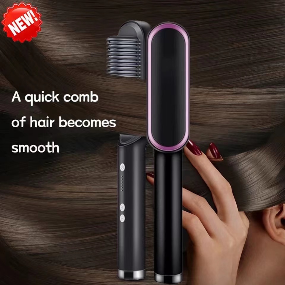 Multifunctional Hair Straightener and Curler Comb - Black Edition - Six ...