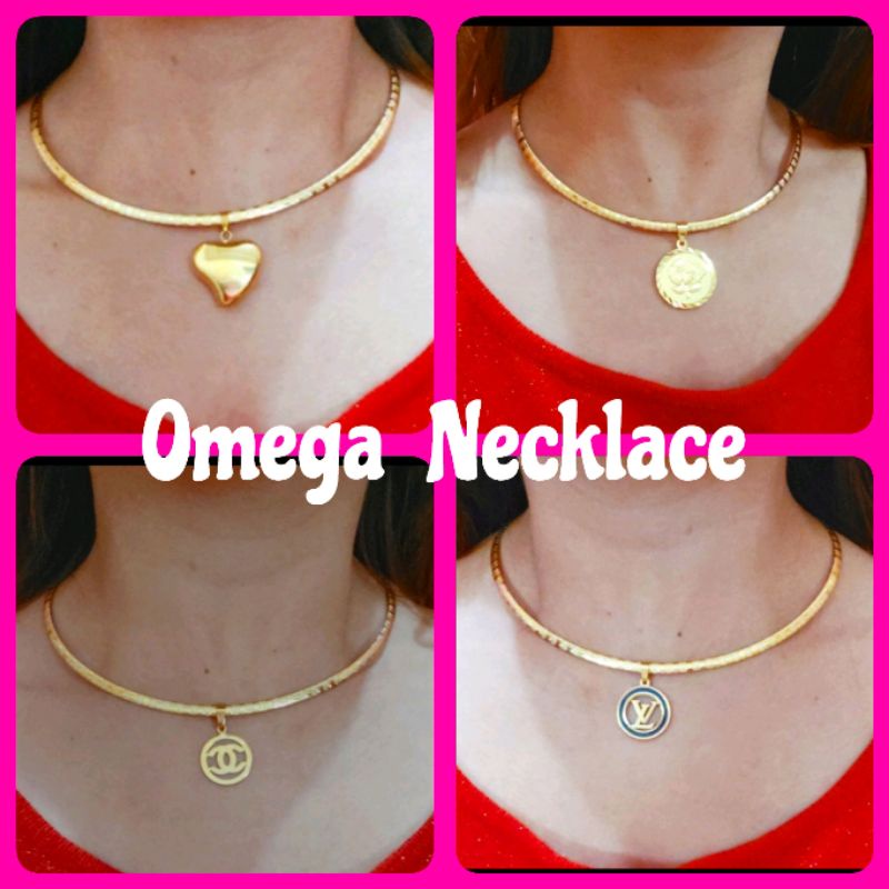 10k Gold choker Omega Necklace for women with pendant | Shopee Philippines