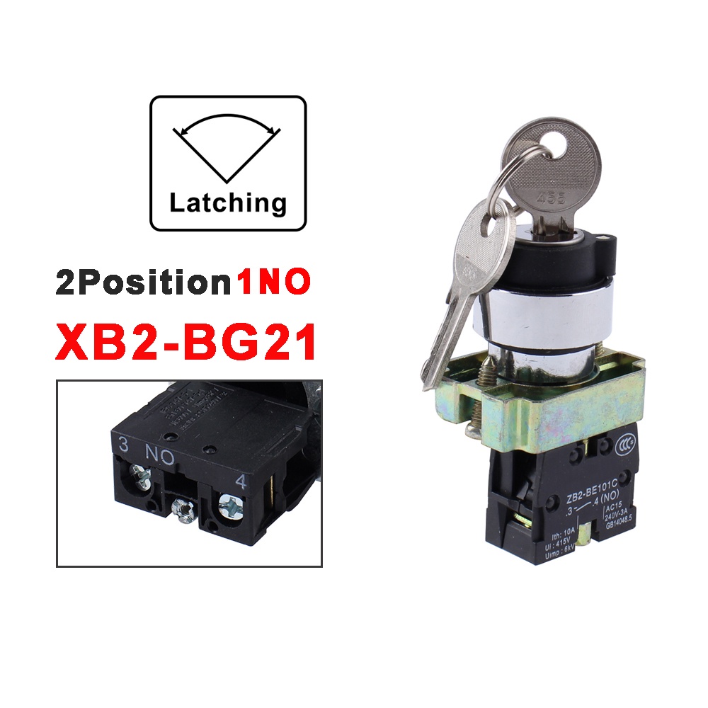 XB2-BG21/25/33/41/45/65/73 1NO/1NO1NC/2NO 2/3 position key operated selector push button switch ...