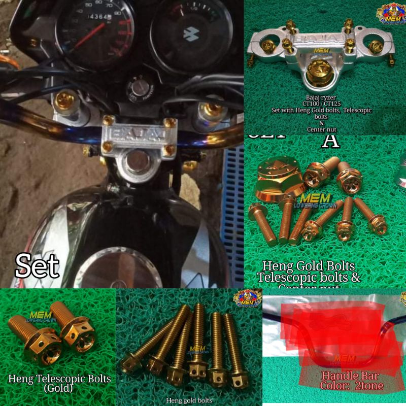 Bajaj Ryzer CT100/CT125 set with Heng Gold bolts,Center nut ...