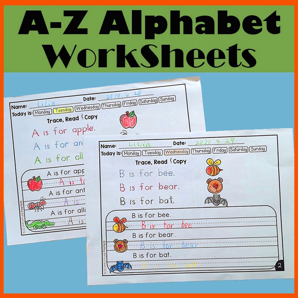 26 Letters A-Z Alphabet Preschool Homework Kid Coloring ABC Books for ...
