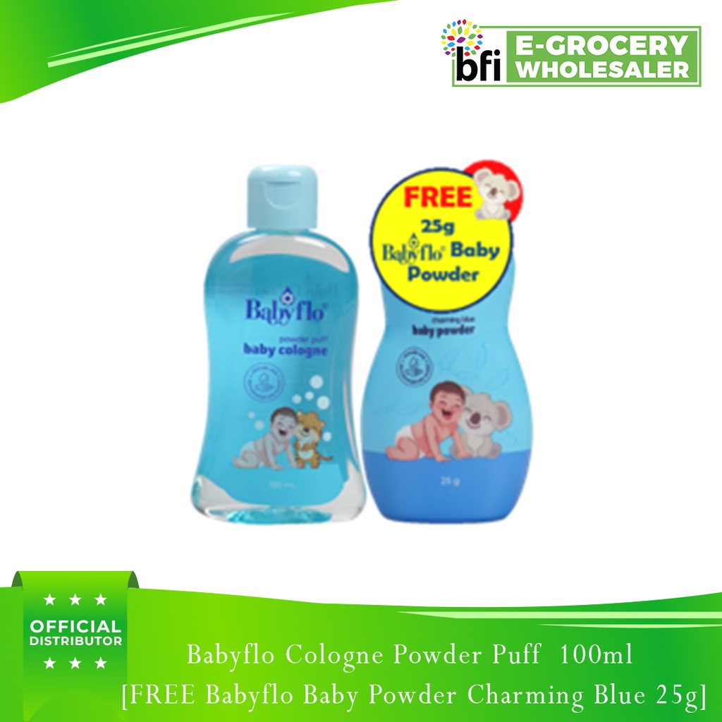 BFI Babyflo Cologne Powder Puff 100ml [FREE Babyflo Baby Powder ...