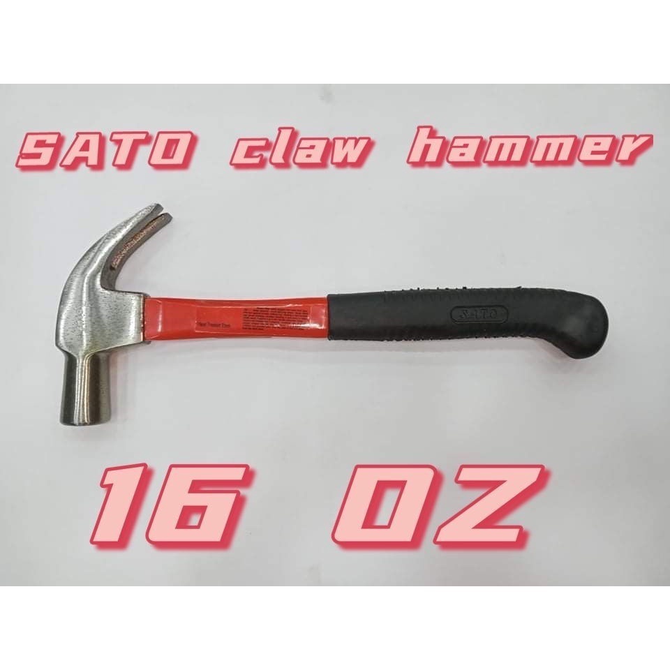 SATO Claw Hammer 16OZ Carbon Steel Hand Tool Fiberglass Handle Claw ... SATO Claw Hammer 16OZ Carbon Steel Hand Tool Fiberglass Handle Claw ...