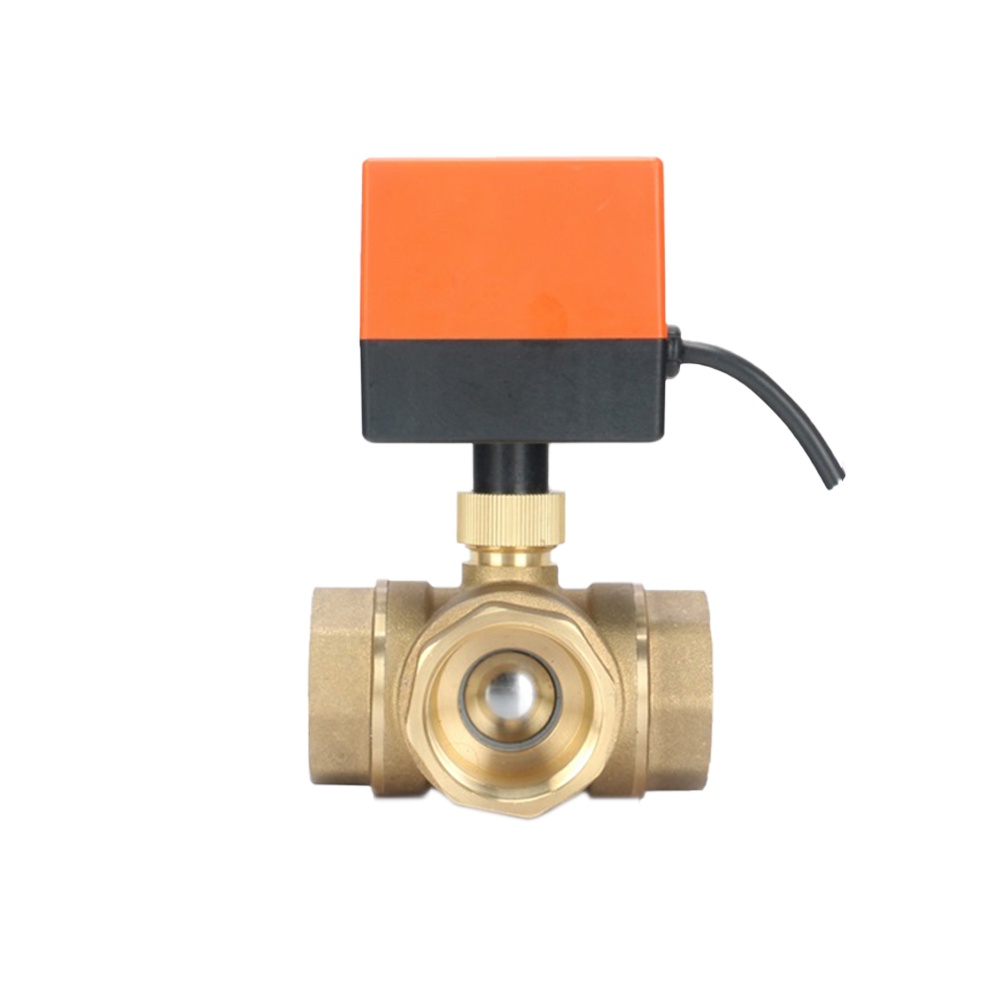1/2" 3/4" 1" 1-1/4" 1-1/2" 3 Way Motorized Ball Valve 3-Wire 2 Control T/L Type Brass Electric ...