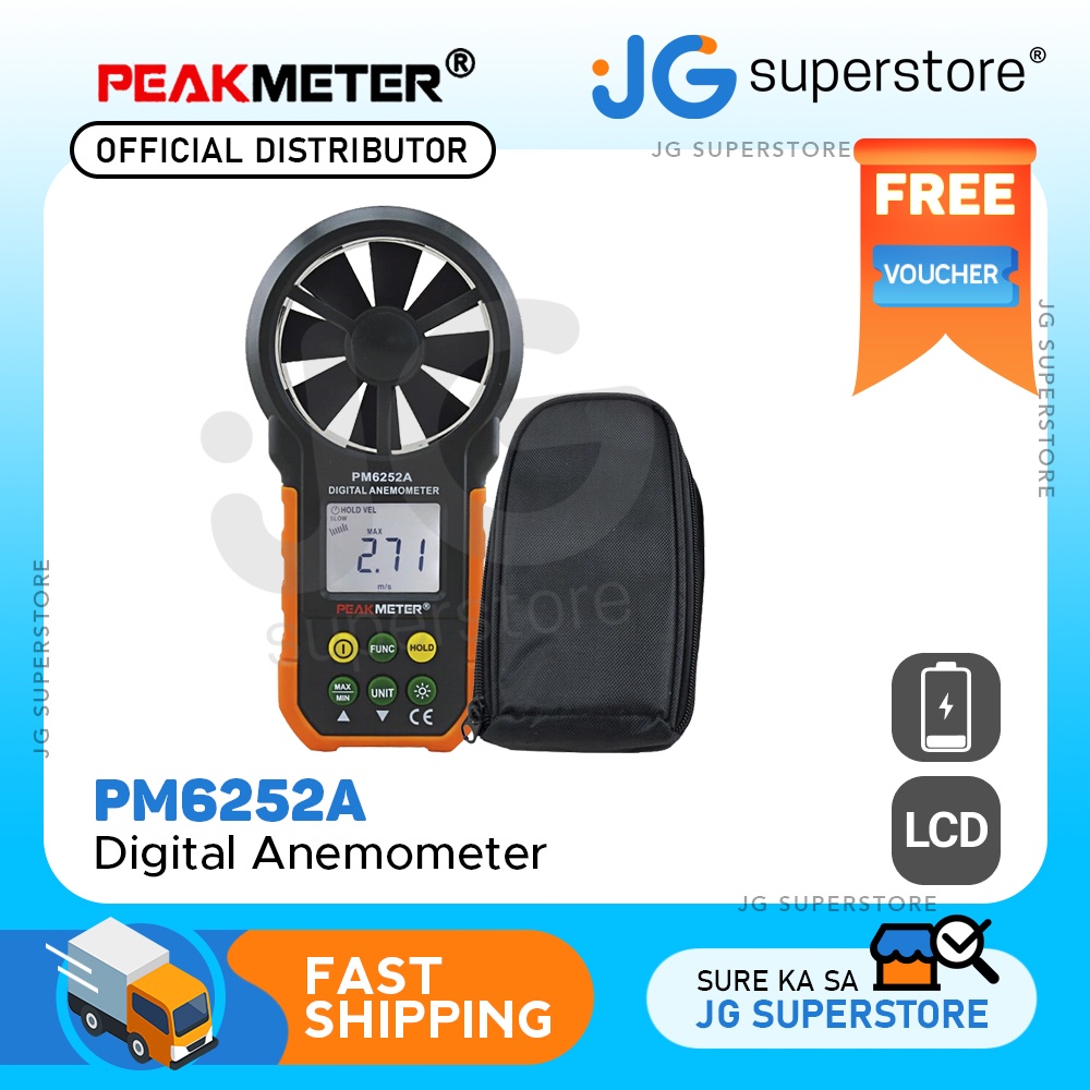 PeakMeter PM6252A Digital Anemometer Wind Speed Air Volume Measuring ...