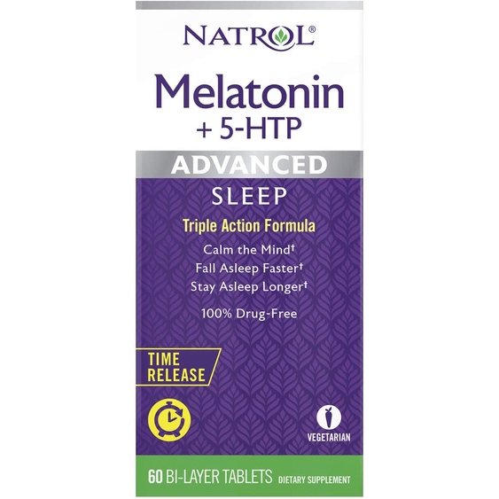 Natrol Melatonin + 5 HTP Advanced Sleep Triple-Action Formula, 6 mg ...
