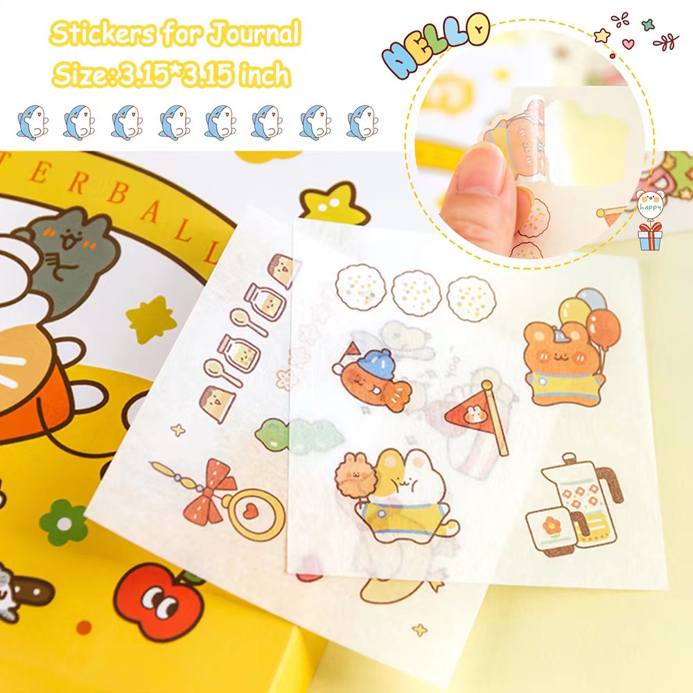 2 Random Sheets/Pack Journal Stickers Washi Stickers Cartoon DIY Diary ...