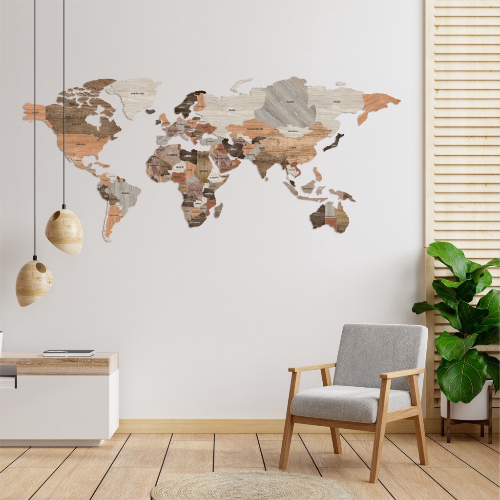 Wall Decoration Home Decoration Walldecor Wooden World Map 1m | Shopee ...
