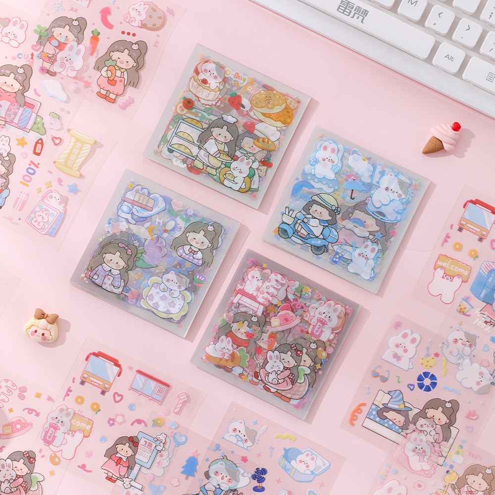 Imoda 25sheets/bag Lovely Cartoon Sticker Bag Cute Girl Transparent ...