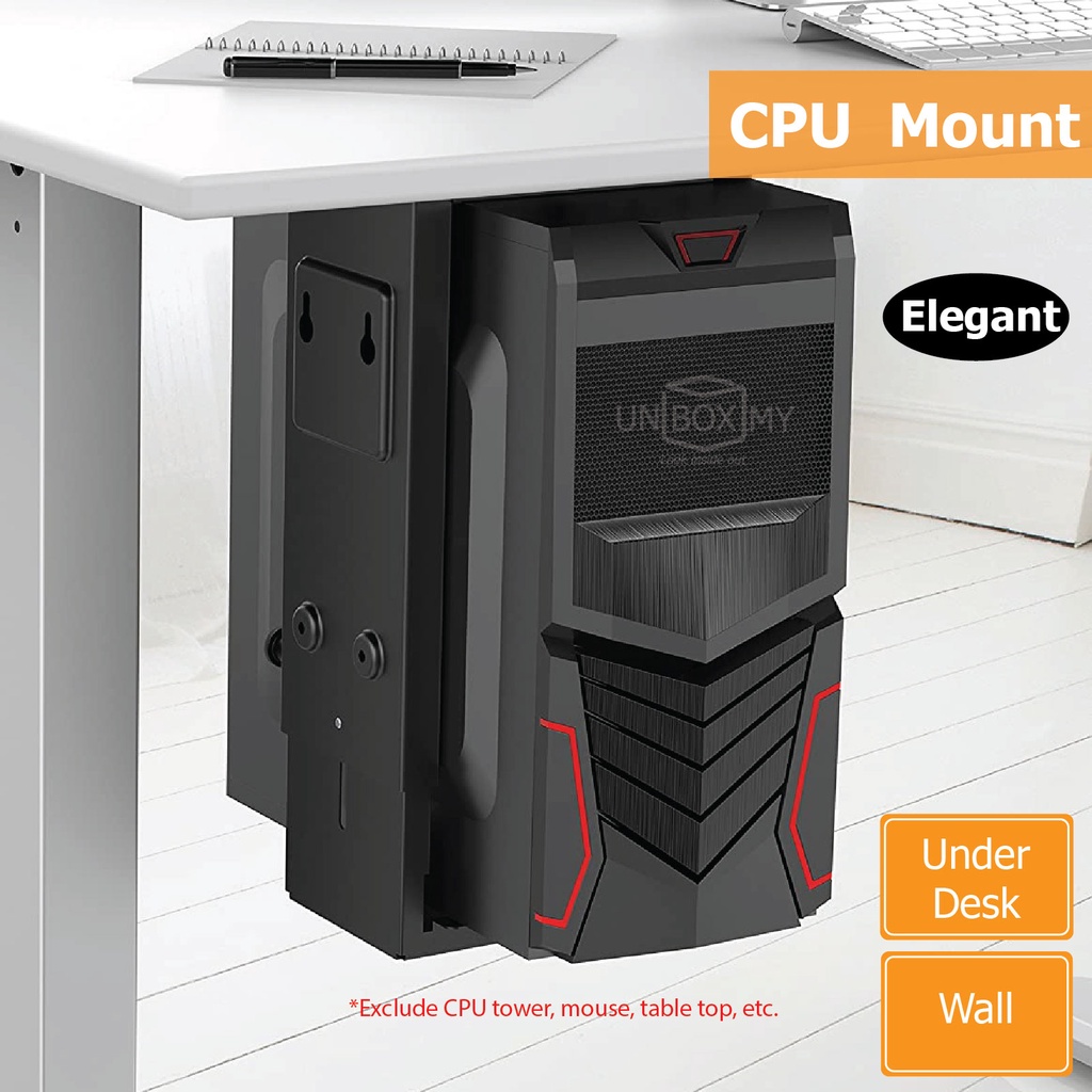 Solid Steel 360 Degree Swivel CPU Tower Mount Under Desk PC Holder Wall ...