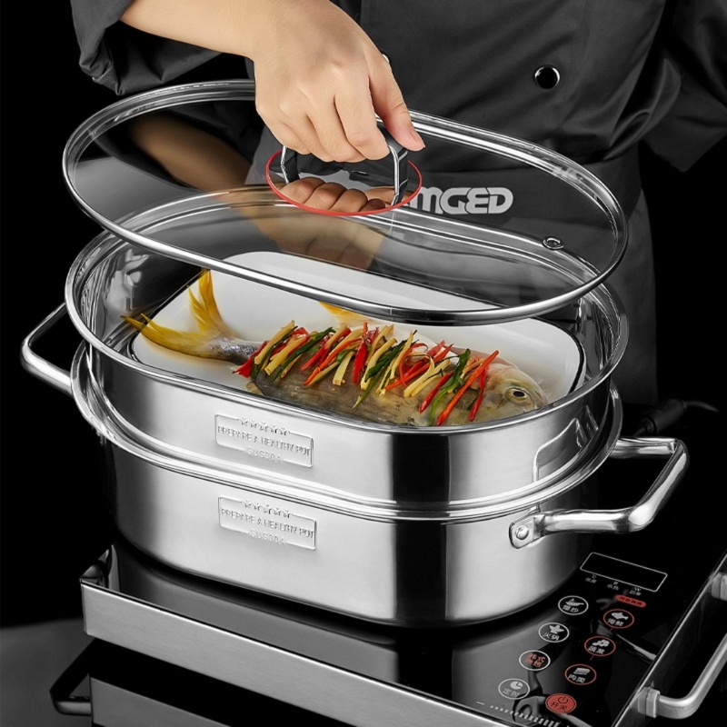 be> Oval Fish Steamer Stock Pot for Steaming Fish Seafood Roasting ...