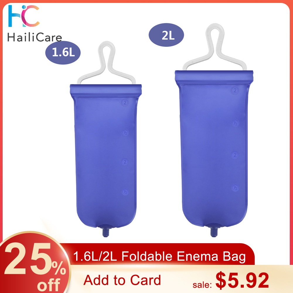 1.6L/2L Reusable Foldable Anal Douche Enema Bag Kit Vaginal Colon ...