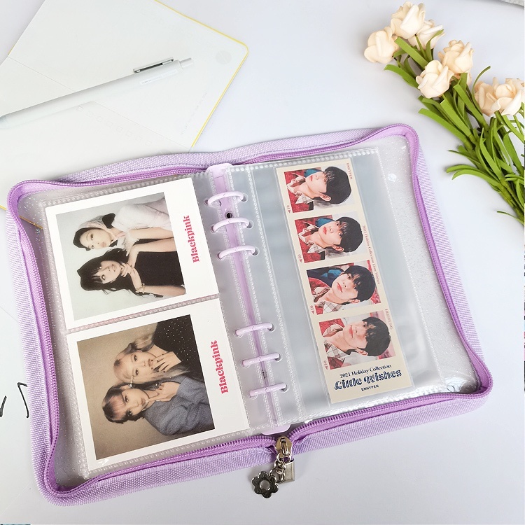 【A6 1/2/3Pockets Sleeves Double Sided】Transparent Photo Album Binder ...