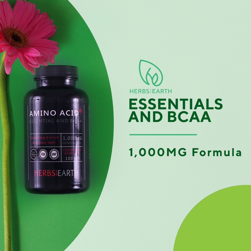 AMINO ACID Essential and Natural BCAA 1000mg 100 Tablets from Herbs of ...
