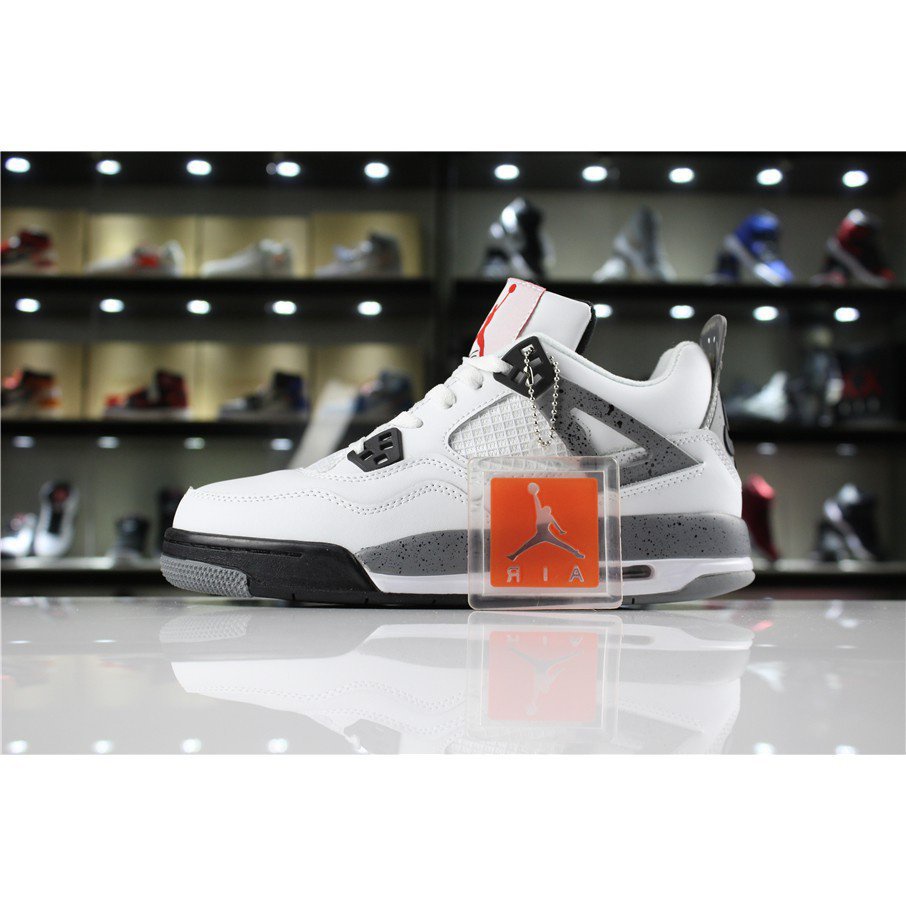 100% original Air Jordan 4 89 og white cement White/fire red-black-tech ...