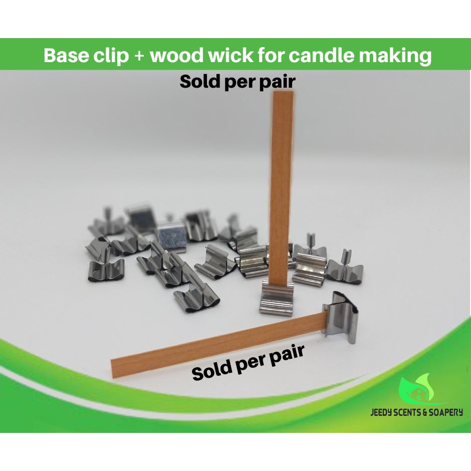 Base clip + wood wick for candle making (Sold per pair) | Shopee ...